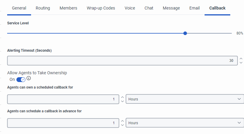 Queue configuration for agent-owned callback created through API ... Queue configuration for agent-owned callback created through API ...